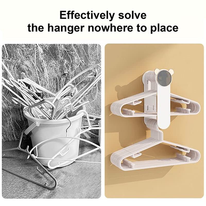 2023 New Cartoon Hanger Organizer, Multifunctional Clothes Hanger Hook Wall Mounted Storage Rack, Clothes Hanger Storage Tool Large Capacity Telescopic Storage Hook for Home Garments Hangers (White)