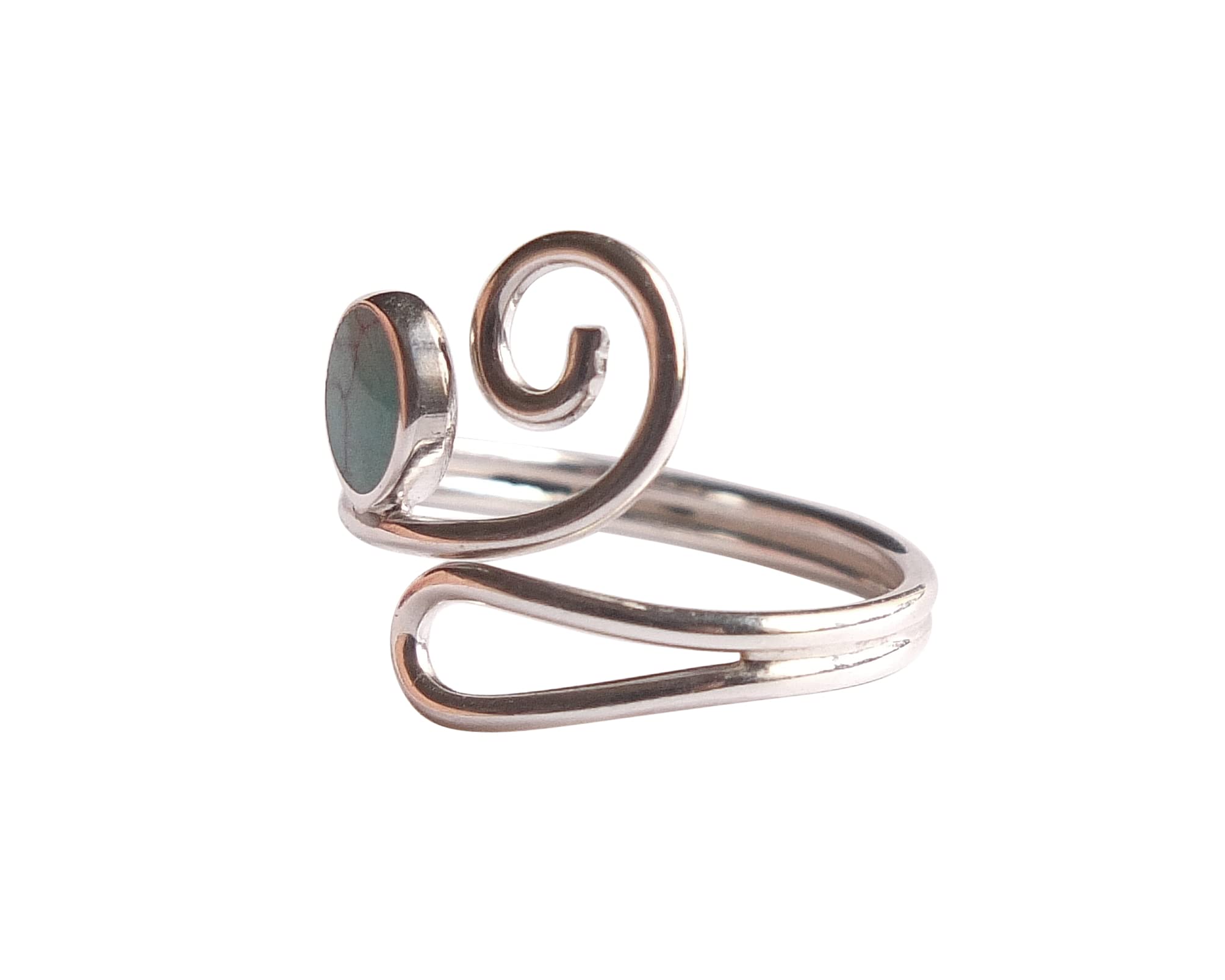 Handmade Silver Swirl & 5mm Turquoise Gemstone Wrap Band Adjustable Toe Ring, 925 Sterling Silver, Classic Dainty Open Toe, Pinky or Knuckle Rings for Women, By MiYa Jewelry Creations