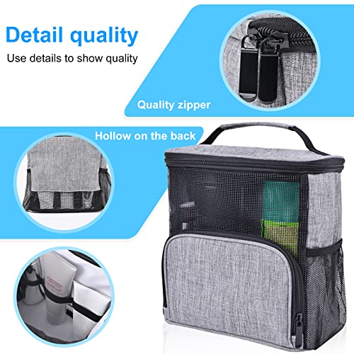 conliga Portable Shower Caddy , (Updated Version, Full Size Bottle Compatible), Hanging Toiletry Bag, Large Capacity, Quick Dry and Water Resistant with Metal Hook(gray)