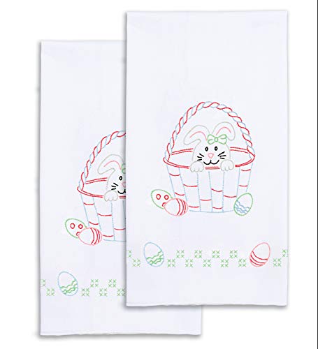 Jack Dempsey Needle Art Easter Embroidery Towels, white