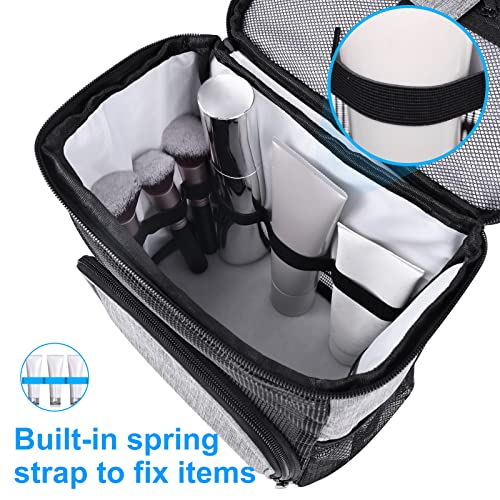 conliga Portable Shower Caddy , (Updated Version, Full Size Bottle Compatible), Hanging Toiletry Bag, Large Capacity, Quick Dry and Water Resistant with Metal Hook(gray)