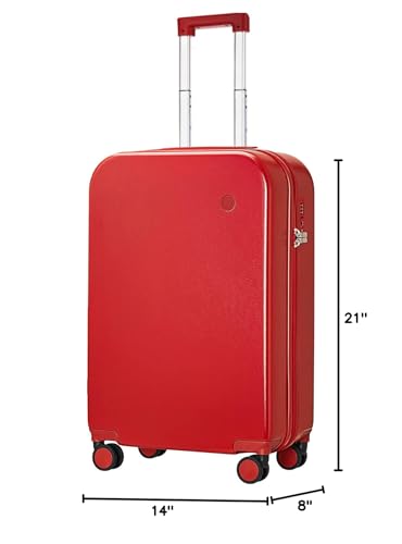 Carry on Luggage, Mixi Suitcase Spinner Wheels Luggage Hardshell Lightweight Rolling Suitcases PC with Cover & TSA Lock for Business Travel Red