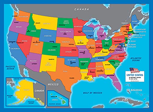 Palace Learning 3 Pack - World & USA Map Chart [Blank Short] + Numbers 1-100 Poster for Kids (LAMINATED, 18” x 24”)