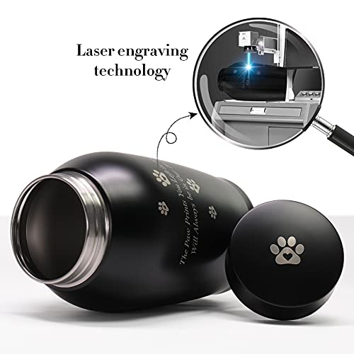 Pet Urn, JOFUNG Metal Cremate Funeral Urn for Dog/Cat ashes,Paw Print keepsake,Laser Engraving, Thread Design on The Top,Black Paw Print