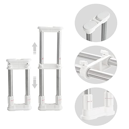 Hershii 2 Pack Expandable Closet Shelf Tension Rod Adjustable Metal Storage Rack Cabinet Organizer DIY Divider Separator for Wardrobe Cupboard Kitchen Bathroom, Ivory, 11.81-15.75 in