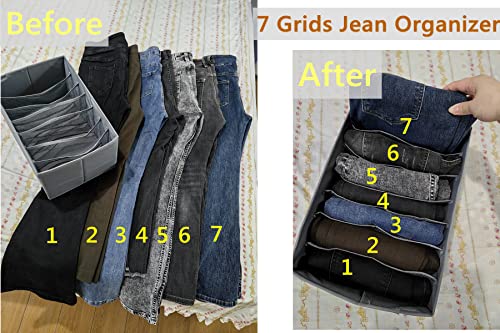 Clothes Drawer Organizer, 7 Grids Wardrobe Clothes Organizer for Weekly Clothes Organizer for Kids Stackable Jean Sweater Pants Organizer for Closet Sturdy Not Easy To Deform