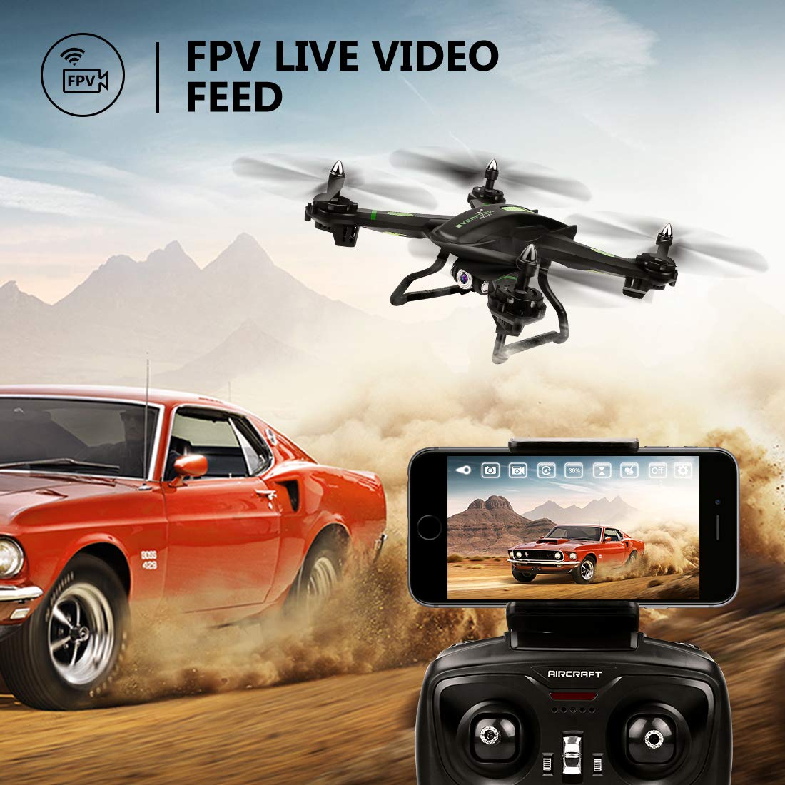 Aomola S5 Drone with Camera for adults,Wide-Angle 1080P HD FPV Live Video RC Quadcopter with Altitude Hold,Headless Mode,One Key Return,3D Flips&Rolls,Compatible w/VR Headset