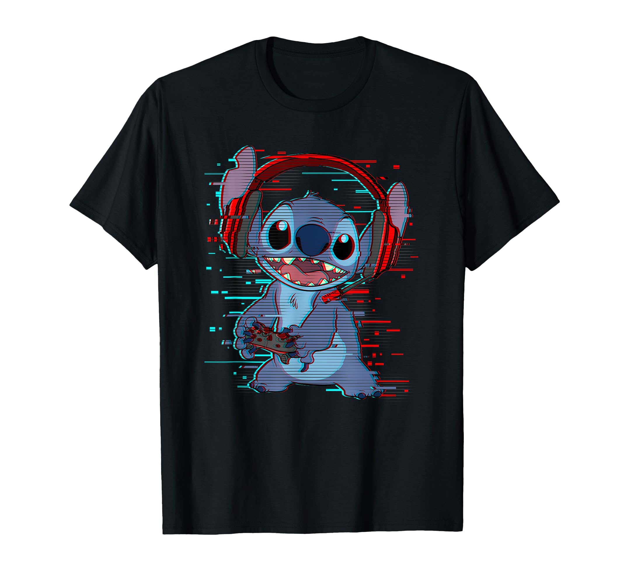 Disney Lilo & Stitch Gamer Glitch Headset and Controller T-Shirt