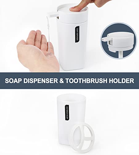 Bathroom Accessory Set, White 5 Piece Bathroom Accessories Set, Bath Sink Organizers Toothbrush Holder, Tumbler, Soap Dispenser, Soap Dish, Toilet Bowl Brush And Holder, Modern Bath Room Sets Gift Box
