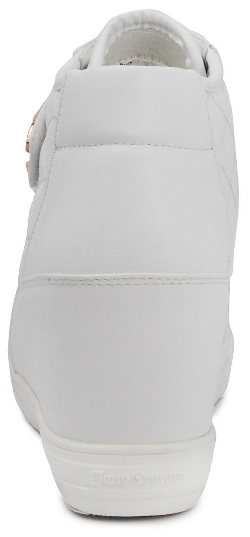 Juicy Couture Womens Wedge Sneakers High Top Womens Sneakers with Wedge, Wedgies Sneakers for Women-Journey 8.5 White