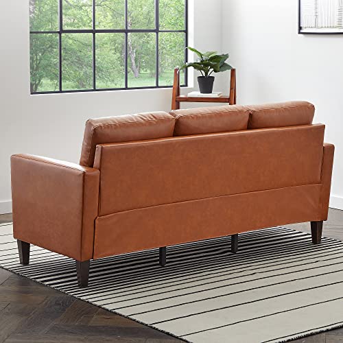 Edenbrook Archer Upholstered Couch – Couches for Living Room - Camel Faux Leather Couch - Living Room Furniture - Small Couch - Seats Three - Straight Arm Modern Couch, Sofa
