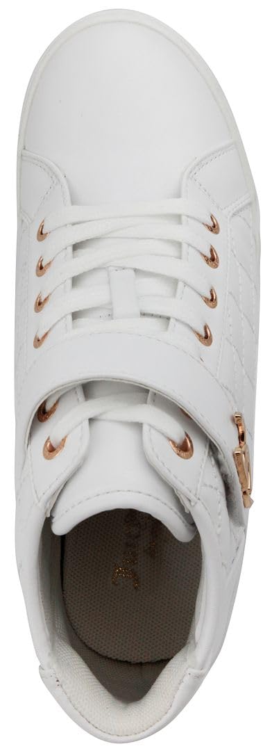 Juicy Couture Womens Wedge Sneakers High Top Womens Sneakers with Wedge, Wedgies Sneakers for Women-Journey 8.5 White