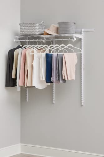 Rubbermaid Configurations Deluxe Closet Kit, White, 3-6 Ft. & Expandable Closet Shelf Kit, 2-4 ft., White, for Home/Closet/Garage/Laundry/Mudroom/Basement/House
