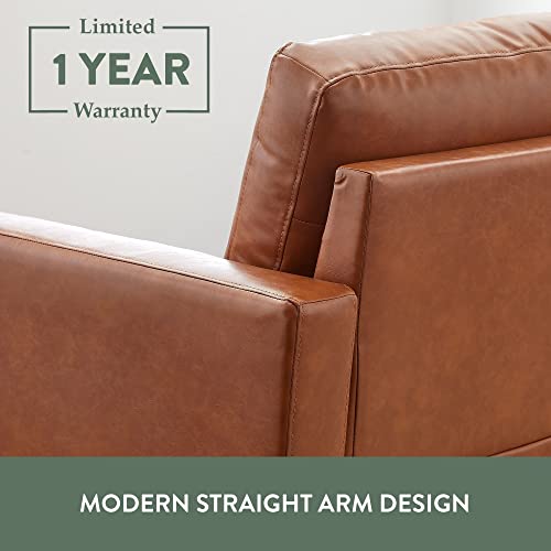 Edenbrook Archer Upholstered Couch – Couches for Living Room - Camel Faux Leather Couch - Living Room Furniture - Small Couch - Seats Three - Straight Arm Modern Couch, Sofa