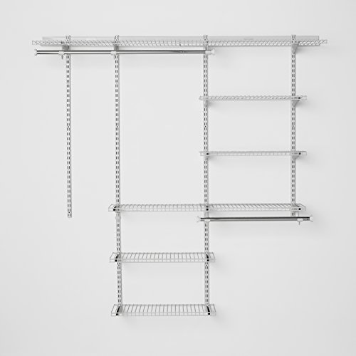 Rubbermaid Configurations Deluxe Closet Kit, White, 3-6 Ft. & Expandable Closet Shelf Kit, 2-4 ft., White, for Home/Closet/Garage/Laundry/Mudroom/Basement/House