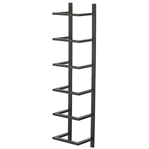 mDesign Modern Decorative Metal 5-Level Wall Mount Towel Rack Holder and Organizer for Storage of Bathroom Towels - Matte Black