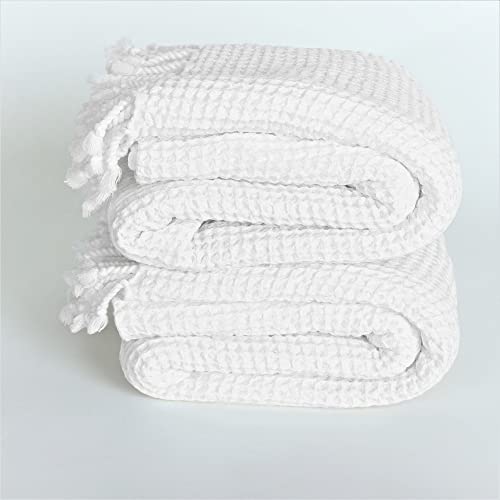 PĂŒskĂŒl - Turkish Beach Towels Oversized Waffle - Softest 100% Turkish Cotton - 33x67 inch - White - Pack of 3 (3)