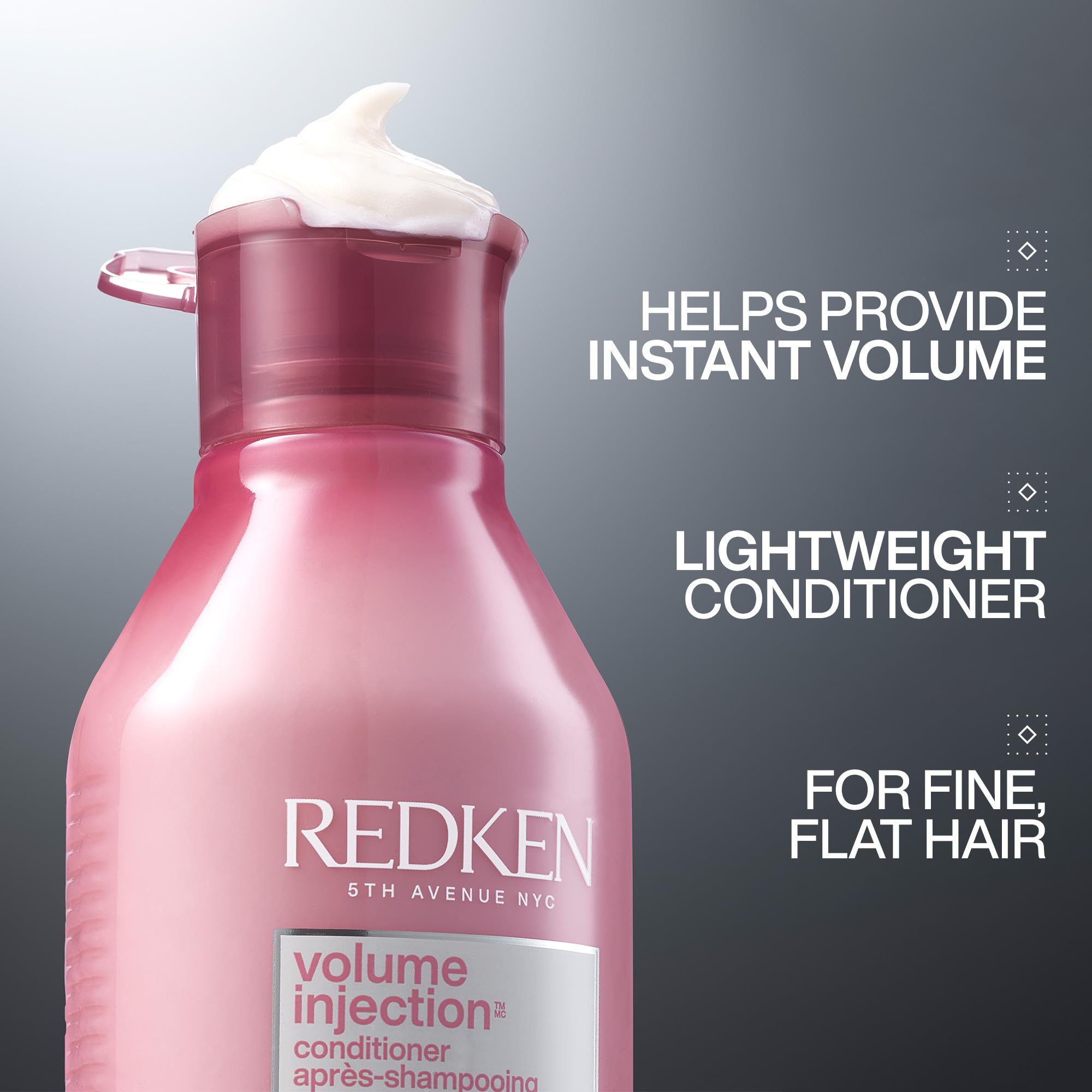 Redken Volume Injection Shampoo & Conditioner Set | Adds Volume, Lift, and Body to Flat Hair | Soft, Shiny Finish | Paraben Free