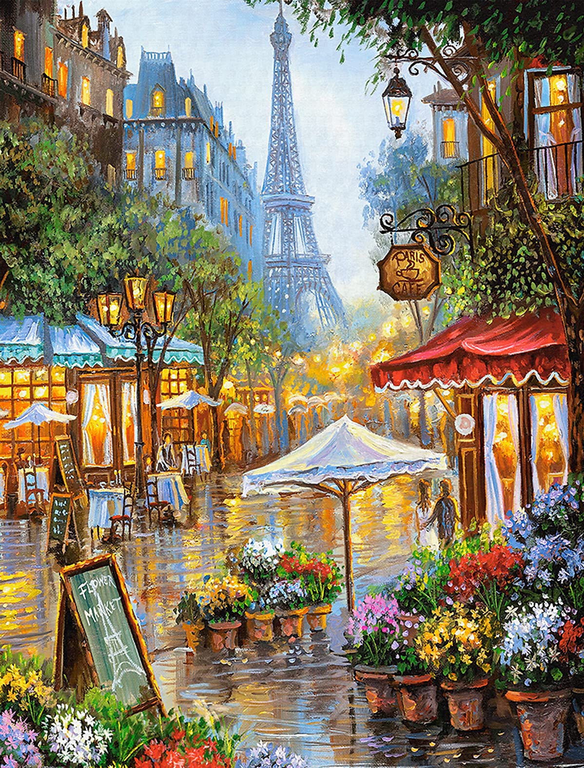 LANDFAIR Diamond Painting Kits - 15x20 inch Round Full Drill Flower Shop de Paris Diamond Art Kits for Adults