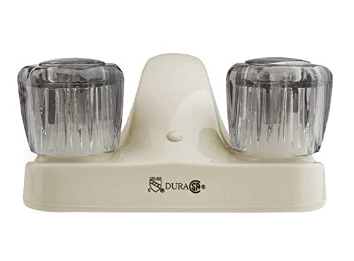 Dura Faucet DF-PL700S-BQ RV Bathroom Faucet with Smoked Acrylic Knobs (Bisque Parchment)