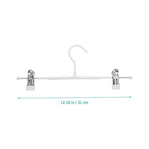 Hemoton Nonslip Hangers 10pcs Pant Hangers, Skirt Hangers with Clips Metal Trouser Clip Hangers for Heavy Duty Ultra Thin Space Saving (White) Tie Rack Hanger