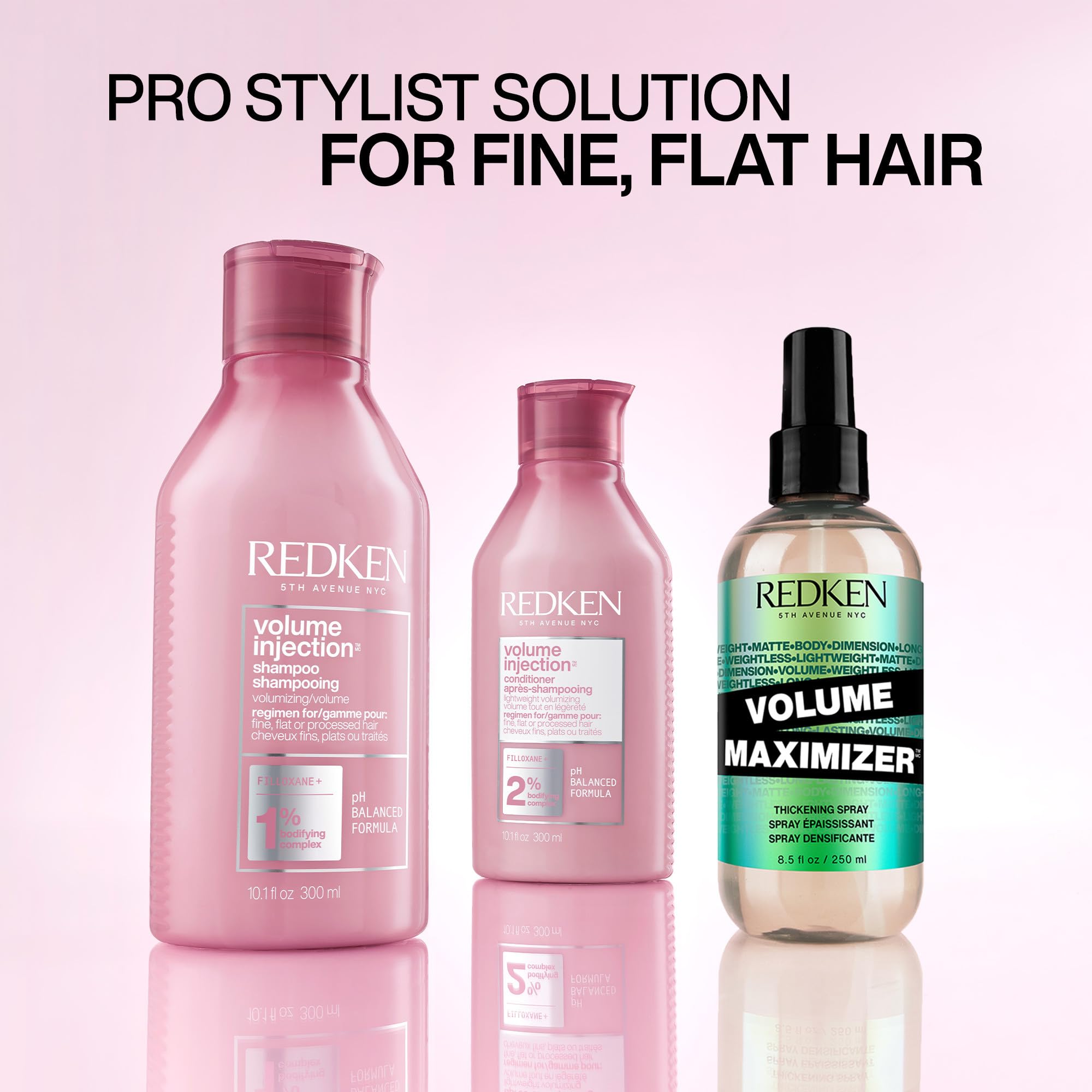 Redken Volume Injection Shampoo & Conditioner Set | Adds Volume, Lift, and Body to Flat Hair | Soft, Shiny Finish | Paraben Free
