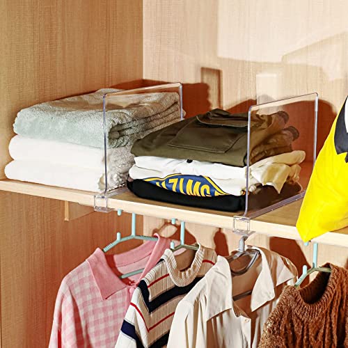 ERFEI Shelf Dividers for Closet Organization Clear Acrylic Shelves Organizer Multifunction Closet Separator in Bedroom Kitchen and Office (12pcs)