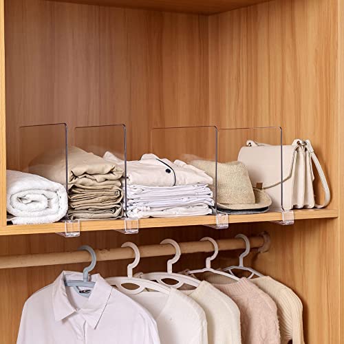 ERFEI Shelf Dividers for Closet Organization Clear Acrylic Shelves Organizer Multifunction Closet Separator in Bedroom Kitchen and Office (12pcs)