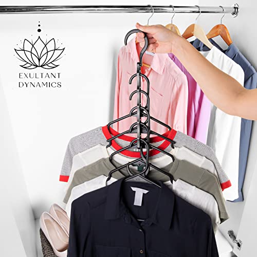 Exultant Dynamics - Stainless Steel Pant Hangers - Essential Hangers Space Saving Bundle - Set of 5 β Organizer for Clothes β Closet Space Saver β Hang 25 Clothing Items