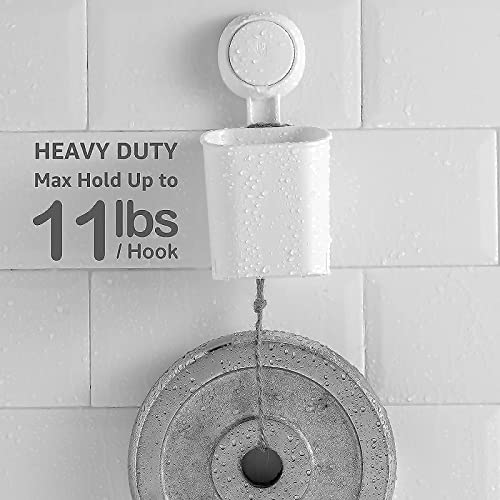 LEVERLOC Corner Shower Caddy Suction Cup & Toothbrush Holder NO-Drilling Removable Bathroom Shower Shelf Heavy Duty Max Hold 22lbs Caddy Organizer Waterproof & Oilproof for Bathroom & Kitchen - White