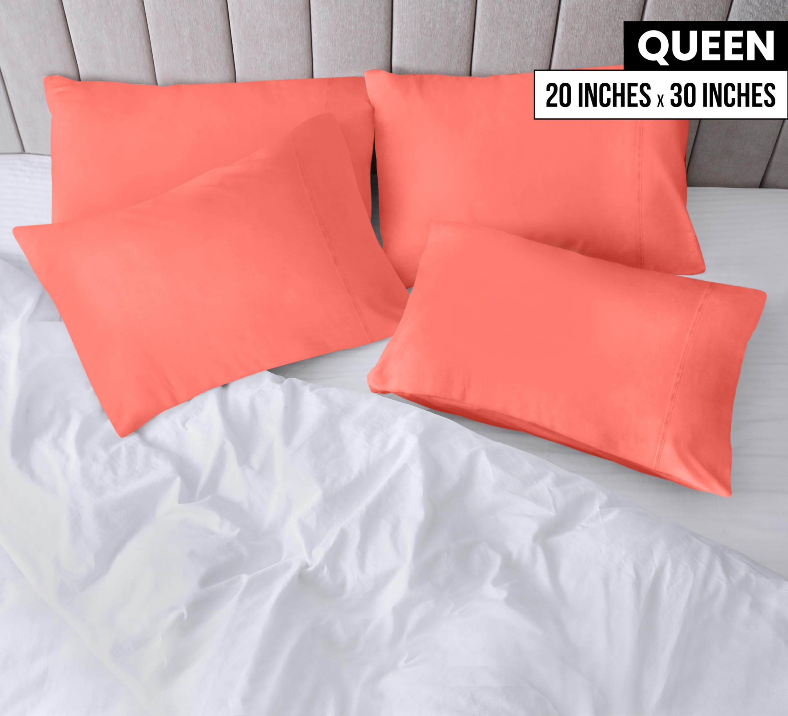 Utopia Bedding Queen Pillow Cases - Pack of 4 - Envelope Closure - Soft Brushed Microfiber Fabric - Shrinkage and Fade Resistant Pillow Covers Queen Size 20 X 30 Inches (Coral)