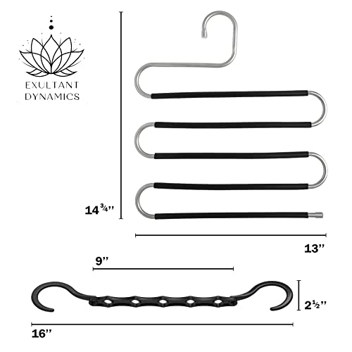 Exultant Dynamics - Stainless Steel Pant Hangers - Essential Hangers Space Saving Bundle - Set of 5 β Organizer for Clothes β Closet Space Saver β Hang 25 Clothing Items