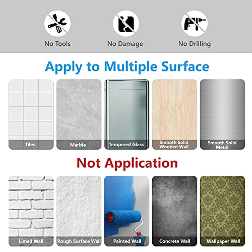 JCBAKC Shower Caddy, Stainless Steel Shower Organizer,No Drilling Shower Shelf With 2 Soap Dish,Wall Mounted Bathroom Shelf With 12 Adhesives,Shower Shelves Shower Rack For Bathroom Storage (Black)