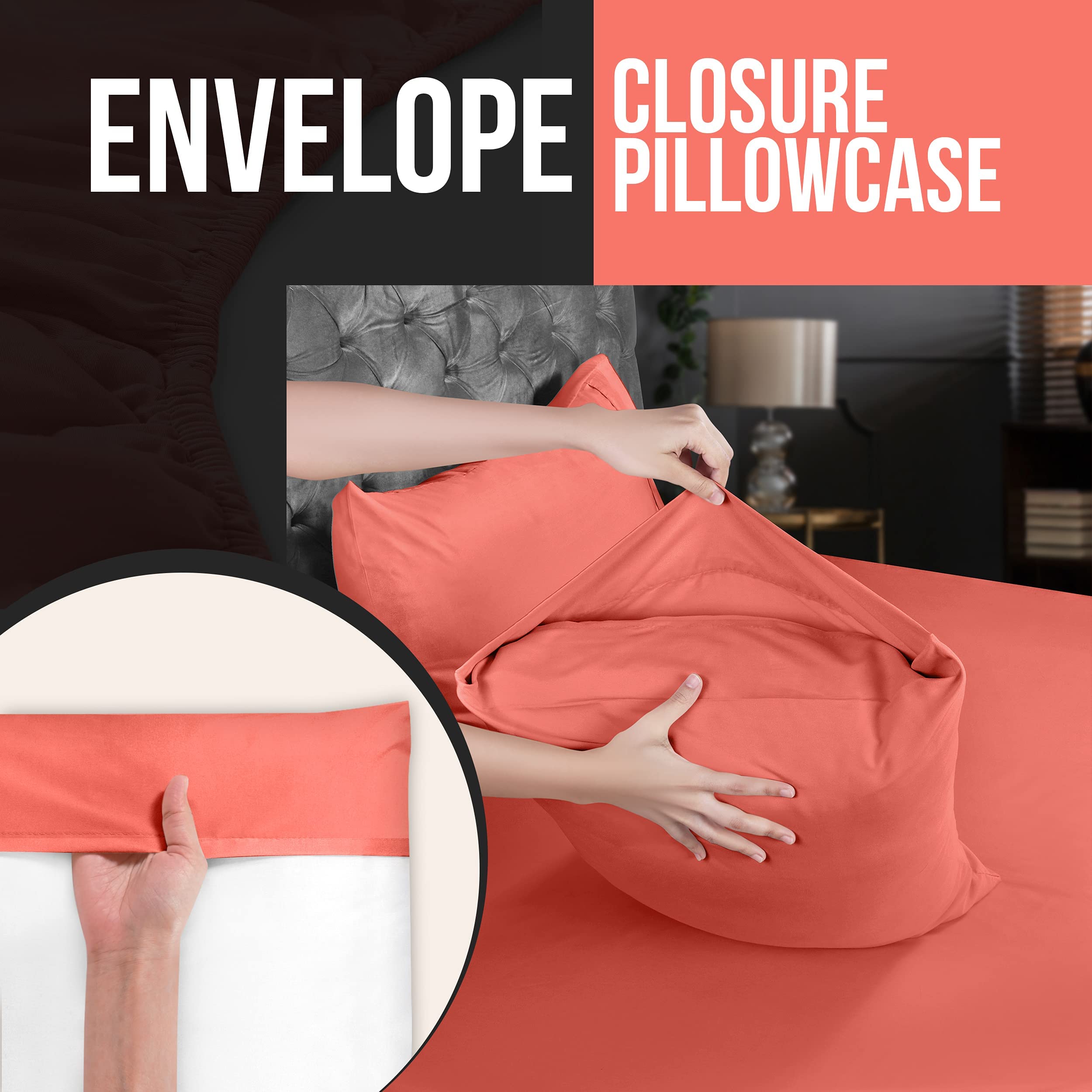 Utopia Bedding Queen Pillow Cases - Pack of 4 - Envelope Closure - Soft Brushed Microfiber Fabric - Shrinkage and Fade Resistant Pillow Covers Queen Size 20 X 30 Inches (Coral)
