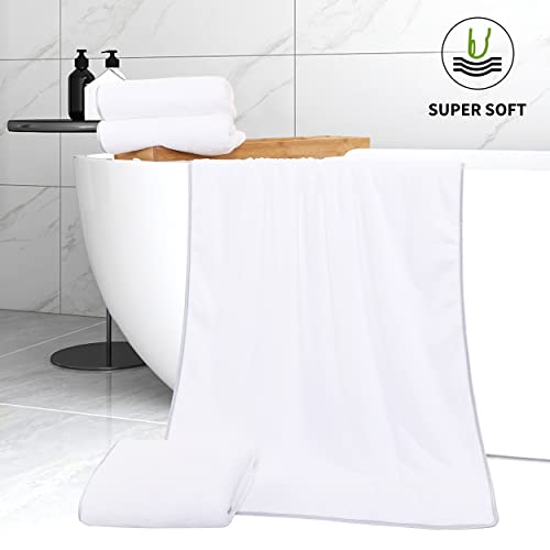 Cosy Family Microfiber 4 Pack Bath Towel Set, Lightweight and Quick Drying, Ultra Soft Highly Absorbent Towels for Bathroom, Gym, Hotel, Beach and Spa (White)