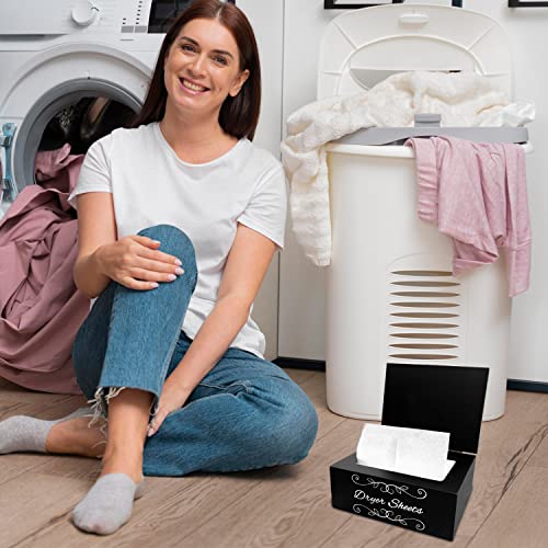 Dryer Sheet Holder, Wood Dryer Sheet Dispenser, Dryer Sheet Container Box with Lid, Rustic Dryer Sheets Holder, Laundry Sheet Holder for Laundry Room Organization