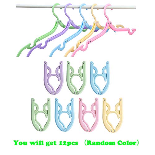 12PCS Folding Travel Hangers β 3 Section Design, Collapsing Clothing Hangers, Space Saving and Lightweight for Easy Carrying and Storing β Strong Plastic and Aluminum Alloy Rivets (Pack of 12)