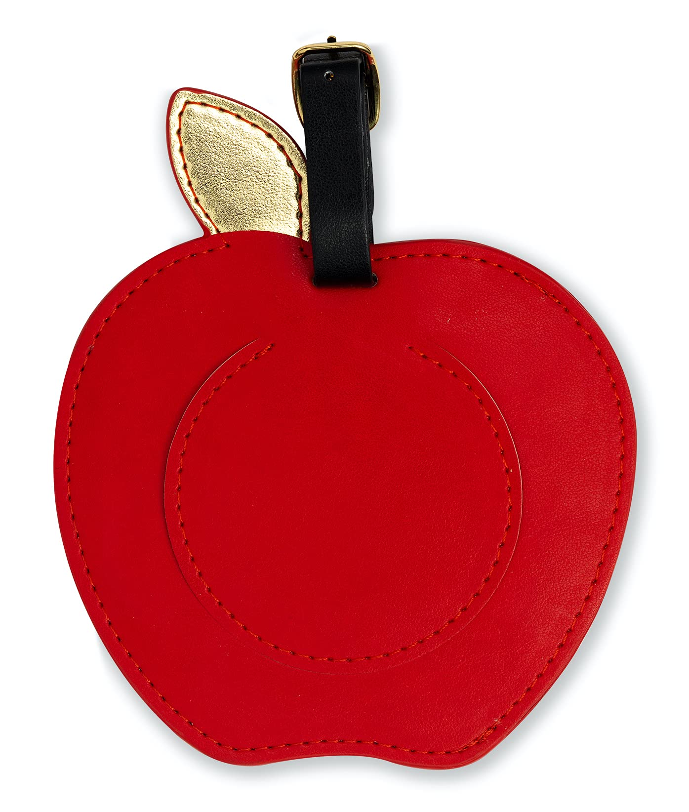 Kate Spade New York Round Red Vegan Leather Luggage Tag for Women, Durable Suitcase ID Tag, Apple