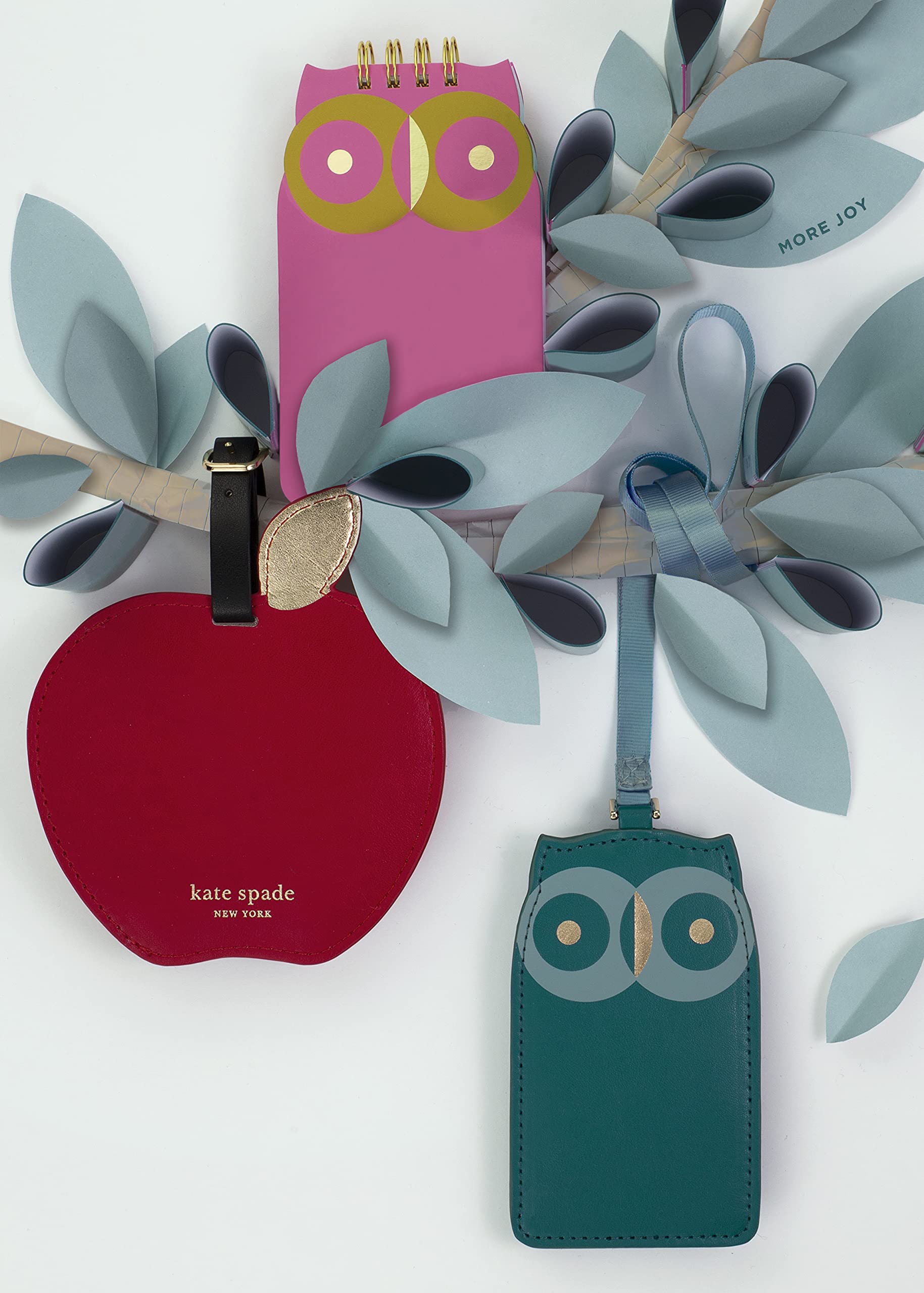 Kate Spade New York Round Red Vegan Leather Luggage Tag for Women, Durable Suitcase ID Tag, Apple