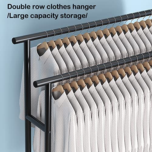 ZBYL Clothes Rack Garment Rack with Shelf Bottom, Metal Freestanding Mobile Clothing Closet Rack, Portable Rolling Clothes Organizer on Wheels, 100×131cm (Color : White, Battery *1 : 150x151cm)