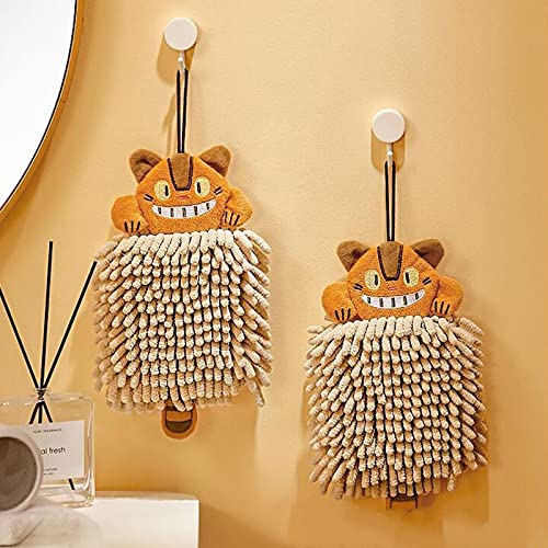 2Pcs Hand Towels for Bathroom Kitchen,Cute Cat Quick-Dry Hanging Hand Towels Decorative for Bathroom Face Towels,