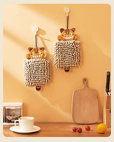2Pcs Hand Towels for Bathroom Kitchen,Cute Cat Quick-Dry Hanging Hand Towels Decorative for Bathroom Face Towels,