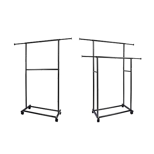 Horizontal and Vertical Black Double Rod Garment Rack