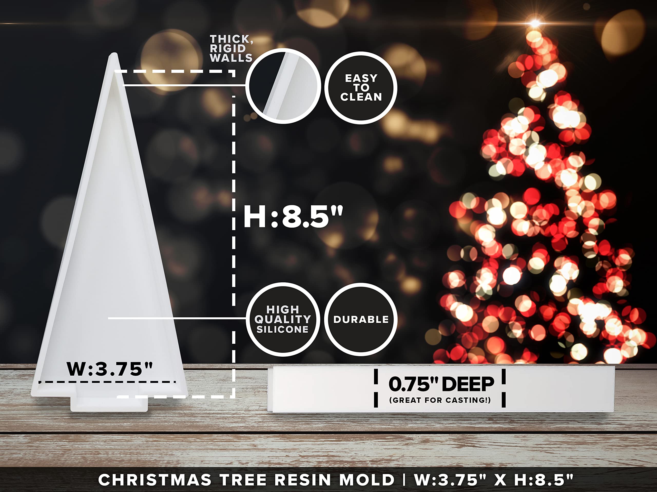 CROWNMADE Resin Christmas Tree Mold Silicone Christmas Mold for Resin Decoration