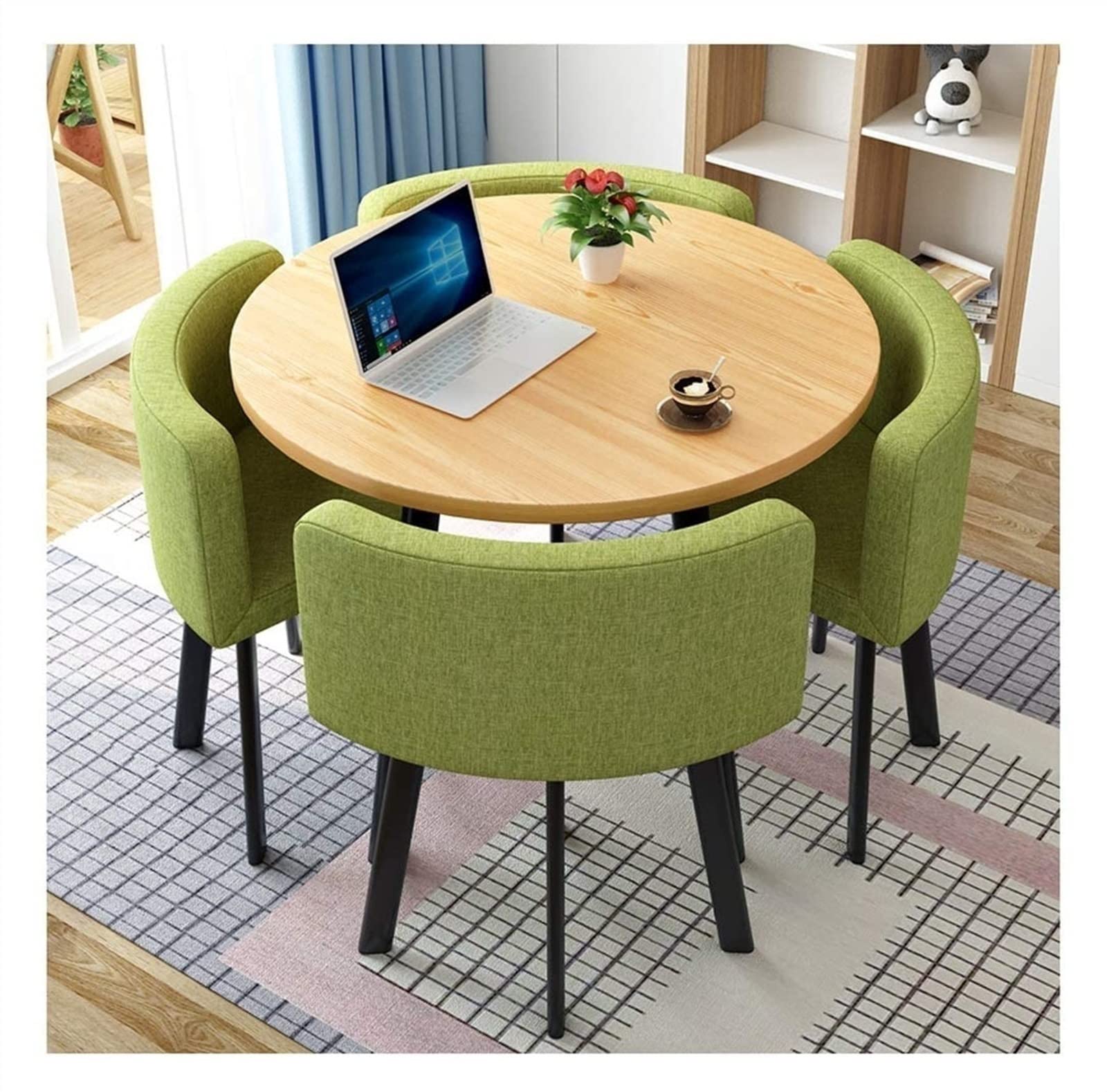 BUYT Office Reception Room Club Table and Chair Set Reception Table and Chair Combination Negotiation Table Sales Office Shops Meetings Small Round Tables Office Conference Tables, Green