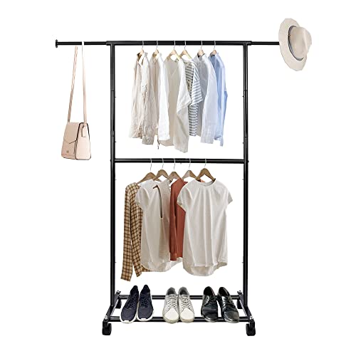 Horizontal and Vertical Black Double Rod Garment Rack