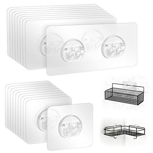 Rcybeo 20 Pack Shower Caddy Adhesive Hooks Replacement, Adhesive Hooks for Shower Strong Sticker Hooks for Bathroom Replacement,No Drilling Shower Kitchen Accessories