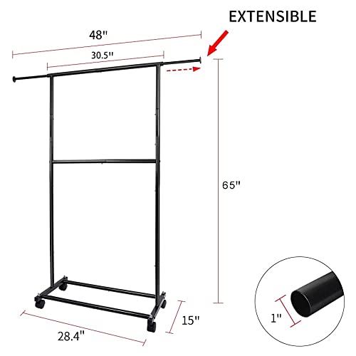 Horizontal and Vertical Black Double Rod Garment Rack