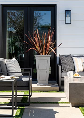 Veradek Brixton Series Tall Plastic Planter - Large Outdoor Planter for Front Porch | Crack Resistant All-Weather Use | Classic Estate Design for Tall Plants, Flowers, Trees