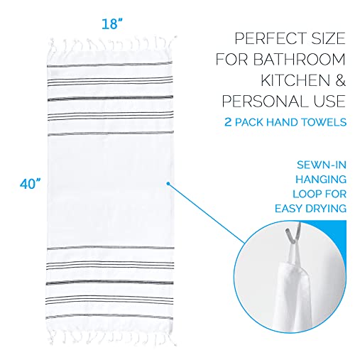 Blutao River Black and White Hand Towels Bathroom & Kitchen with Tassels - Decorative Turkish Style Farmhouse Hand Towels Bathroom - 18x40 Set of 2 Bathroom Hand Towels Decorative Set